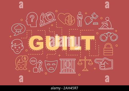 Guilt word concepts banner. Presentation, website. Crime, broken heart ...