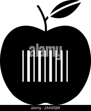 Product barcode linear icon. Apple with linear bar code. Thin line ...