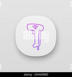 Wireless barcode scanning linear icon. Wifi barcode and QR code ...