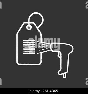Barcode reader scanning hang tag color icon. Store price label scanning ...