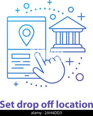 Setting drop off location concept icon. Choosing finish destination ...
