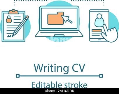 Writing a resume line icon concept. Writing a resume flat vector symbol ...