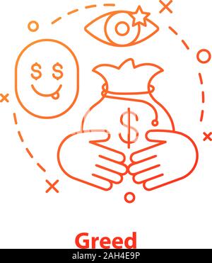 Greed concept icon. Selfish idea thin line illustration. Love of money ...