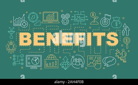 Benefits word concepts banner. Business development strategy. Profit ...