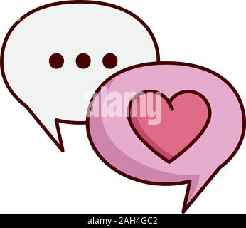 happy valentines day speech bubbles with hearts block and line style ...