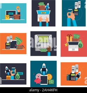 bundle of electronic commerce with icons set vector illustration design ...
