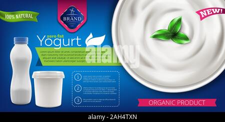 Greek yogurt ad template, blank carton in big cream splash. Vector ...