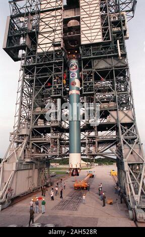 The first stage of Boeing's Delta 7326 rocket, which will be used to launch the Deep Space 1 ...