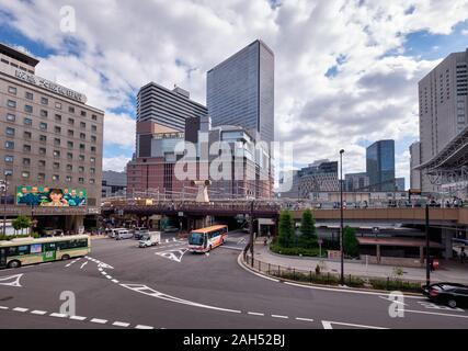 OSAKA, JAPAN - OCTOBER 15, 2019: The modern high-rise buildings and ...