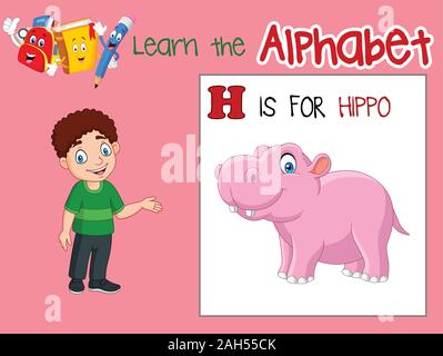 Flashcard letter H is for hippopotamus illustration Stock Vector Image ...