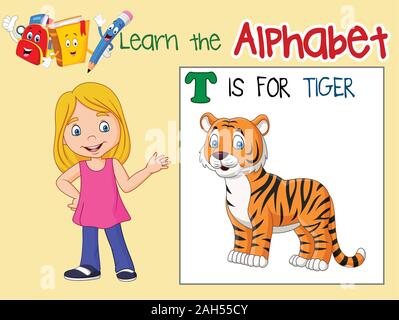 Flashcard letter T is for tiger illustration Stock Vector Art ...