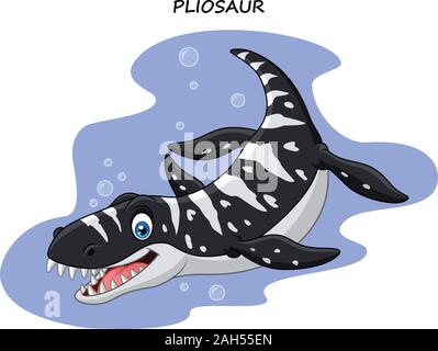 Kronosaurus dinosaur funny cartoon character. Prehistoric ocean reptile ...