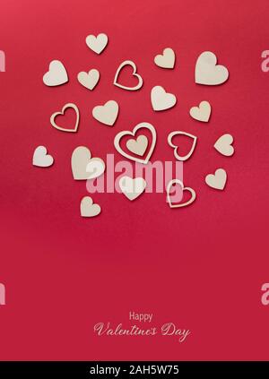 Red Heart shapes on abstract white background. Love concept for ...