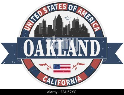 Oakland California city skyline vector silhouette illustration Stock ...
