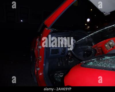 Total car crash smash accident on a road Stock Photo - Alamy