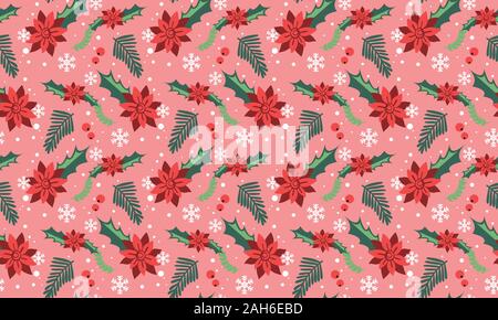 Beautiful seamless christmas floral pattern, leaf flower drawing Stock ...
