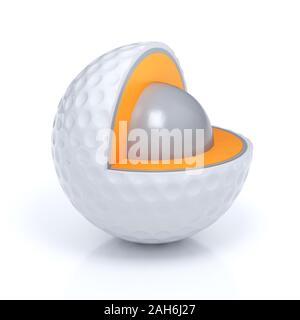 Schematic view of sliced golf ball layers isolated with clipping path ...