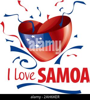 The national flag of the Samoa and the inscription I love Samoa. Vector ...