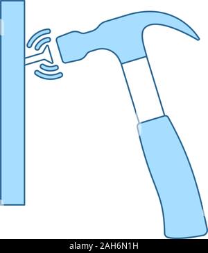 Icon of hammer beat to nail. Thin line design. Vector illustration ...