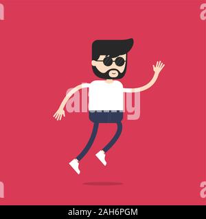 young man with beard jumping in the park character Stock Vector Image ...