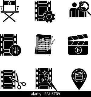 Movie scripts glyph icon. Silhouette symbol. Screenplay writing ...