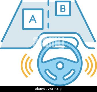 Icon of a self driving car detecting road markings using its sensors ...