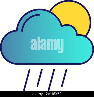 Scattered shower color icon. Rainy and sunny weather. Cloud, sun and ...