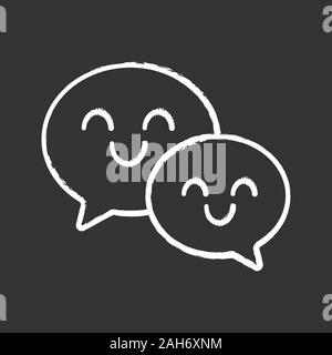 Smiling speech bubbles linear icon. Happy chatting. Thin line ...
