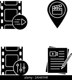 Movie scripts glyph icon. Silhouette symbol. Screenplay writing ...