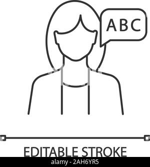 Foreign language skills linear icon. Language proficiency level. Thin ...