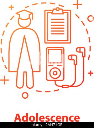 Adolescence concept icon. Studentship idea thin line illustration ...