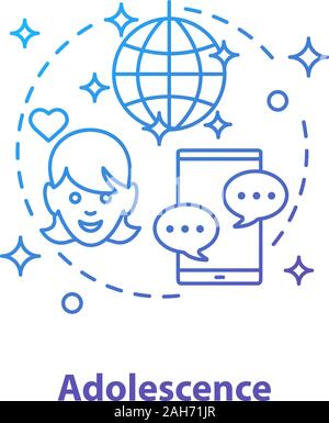 Adolescence concept icon. Teenager idea thin line illustration ...