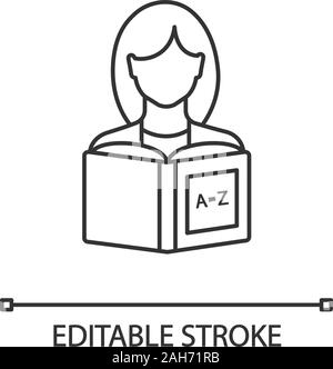 Foreign language skills linear icon. Language proficiency level. Thin ...