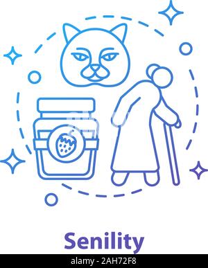 Retirement concept icon. Senility idea thin line illustration. Elderly ...