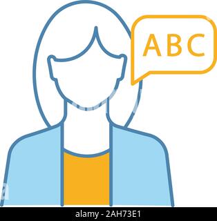 Foreign language teacher color icon. Speaking club. Philologist ...