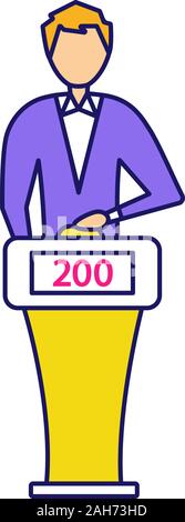 Quiz game buzzer color icon. Game show podium. Podium, tribune, stand ...