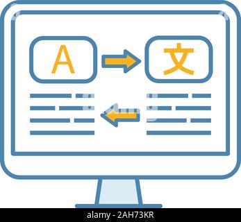 Language translation color icon. Online translator. Spell check ...