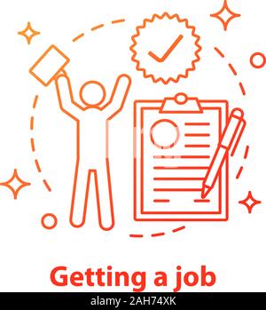 Job getting concept icon. Contract signing idea thin line illustration ...