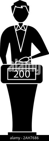 contestant icon, black vector sign with editable strokes, concept ...