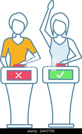 Quiz game buzzer color icon. Game show podium. Podium, tribune, stand ...