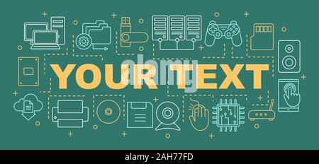 Computer hardware word concepts banner. Electronic devices. Information ...