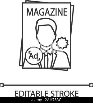 leaflet magazine ads line icon, outline symbol, vector illustration ...