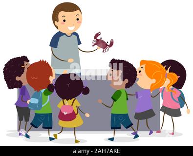 Illustration of Stickman Kids Looking At and Listening Actively to the ...