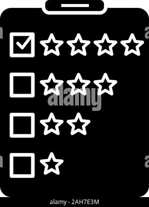 Low rating glyph icon. Negative feedback. Client review. Rating scale ...