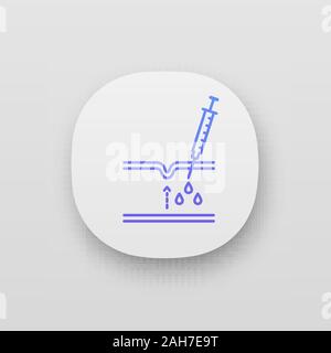 Neurotoxin injection app icon. Subcutaneous injection with neuro toxin ...