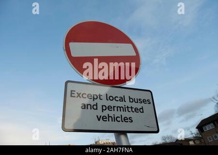 No Entry Sign (Except Buses). British Traffic Road Signs Stock Photo ...