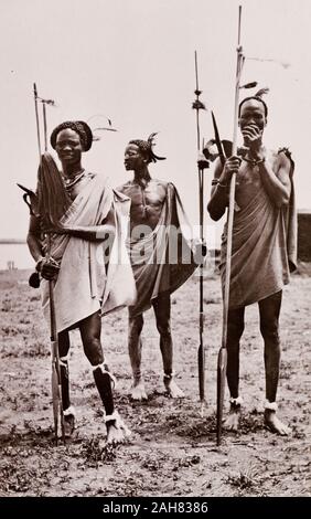 Three Shilluk Warriors of the Upper Nile, Sudan, Africa Stock Photo - Alamy