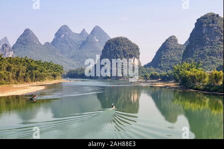 Li River surrounded by Karst at Yangshuo Guilin - Guangxi Province ...