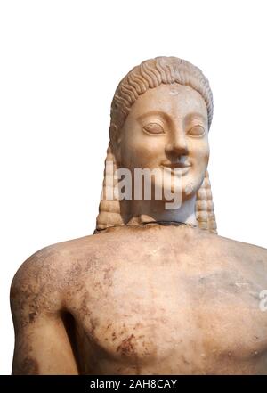 Statue of Kouros, Parian Marble, found in Anavyssos, Attica, Funerary ...
