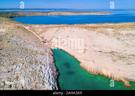 Vrsi. Zadar archipelago idyllic cove beach in stone desert scenery near ...